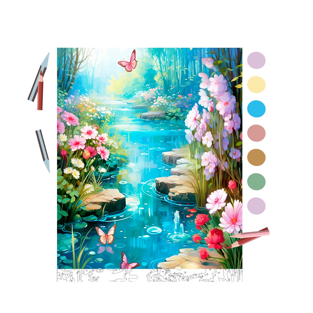 Color by Number for Adult, Paint by Number Printable,beautiful River ...