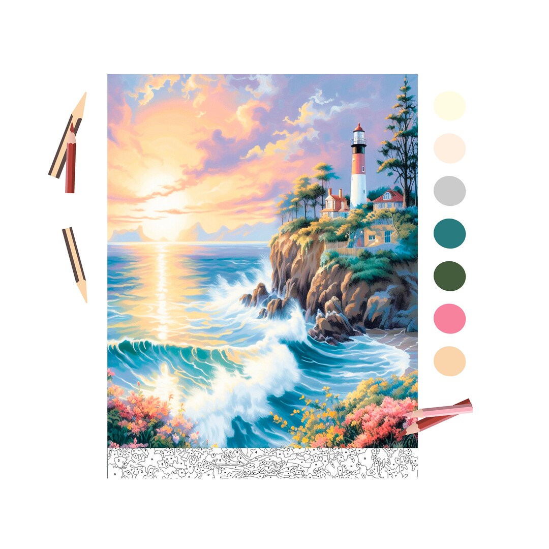 Color by Number for Adult, Paint by Number Printable, Sea Landscape ...