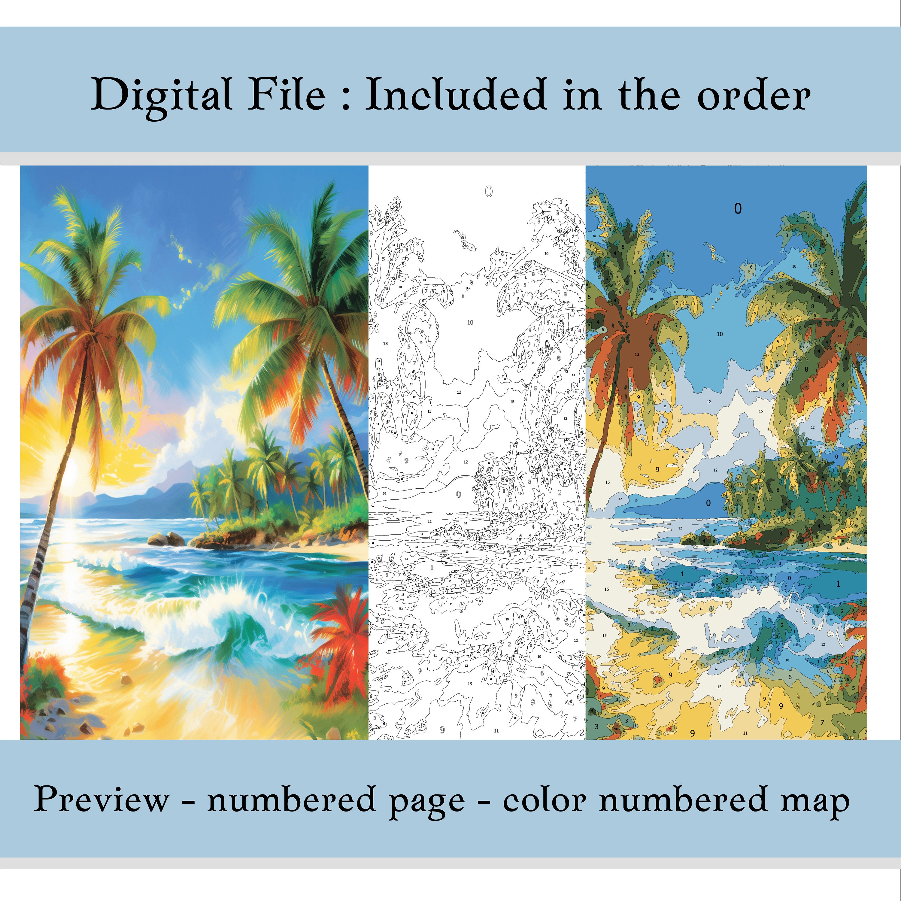 Color by Number for Adult, Paint by Number Printable, Sea Landscape ...