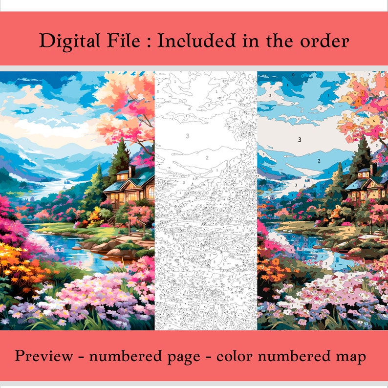 Color by Number for Adult Paint by Number Printable Mountain - Etsy