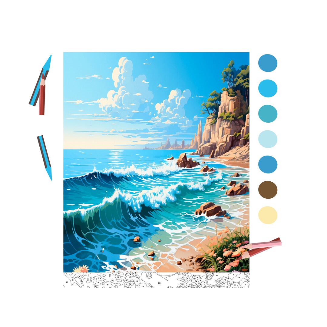 Color by Number for Adult, Paint by Number Printable, Sea Landscape ...