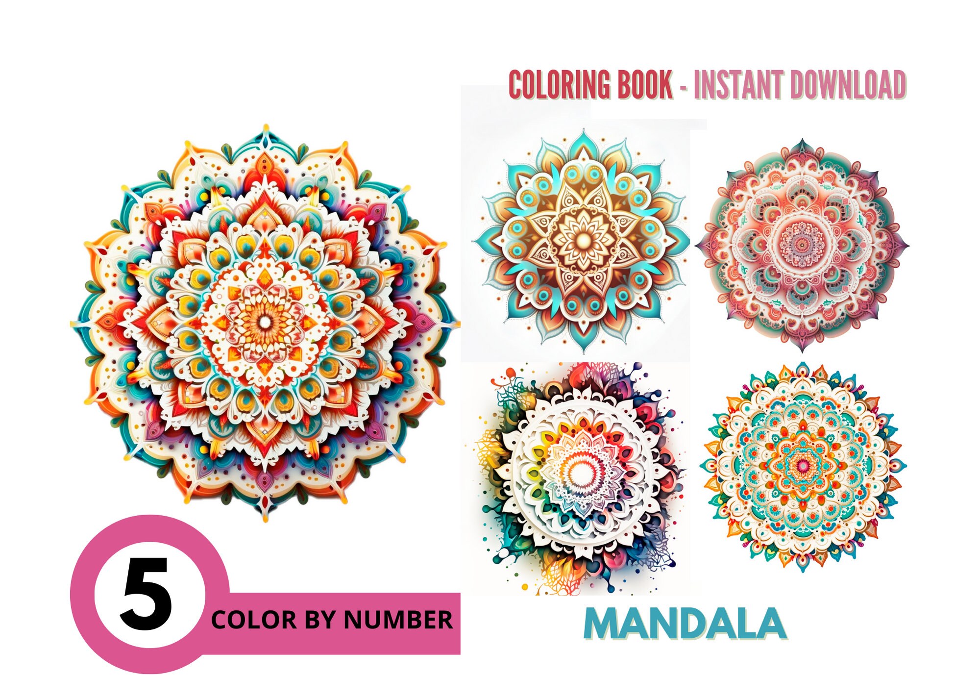 Bundle 30 Color by Number for Adult, Paint by Number Printable ...