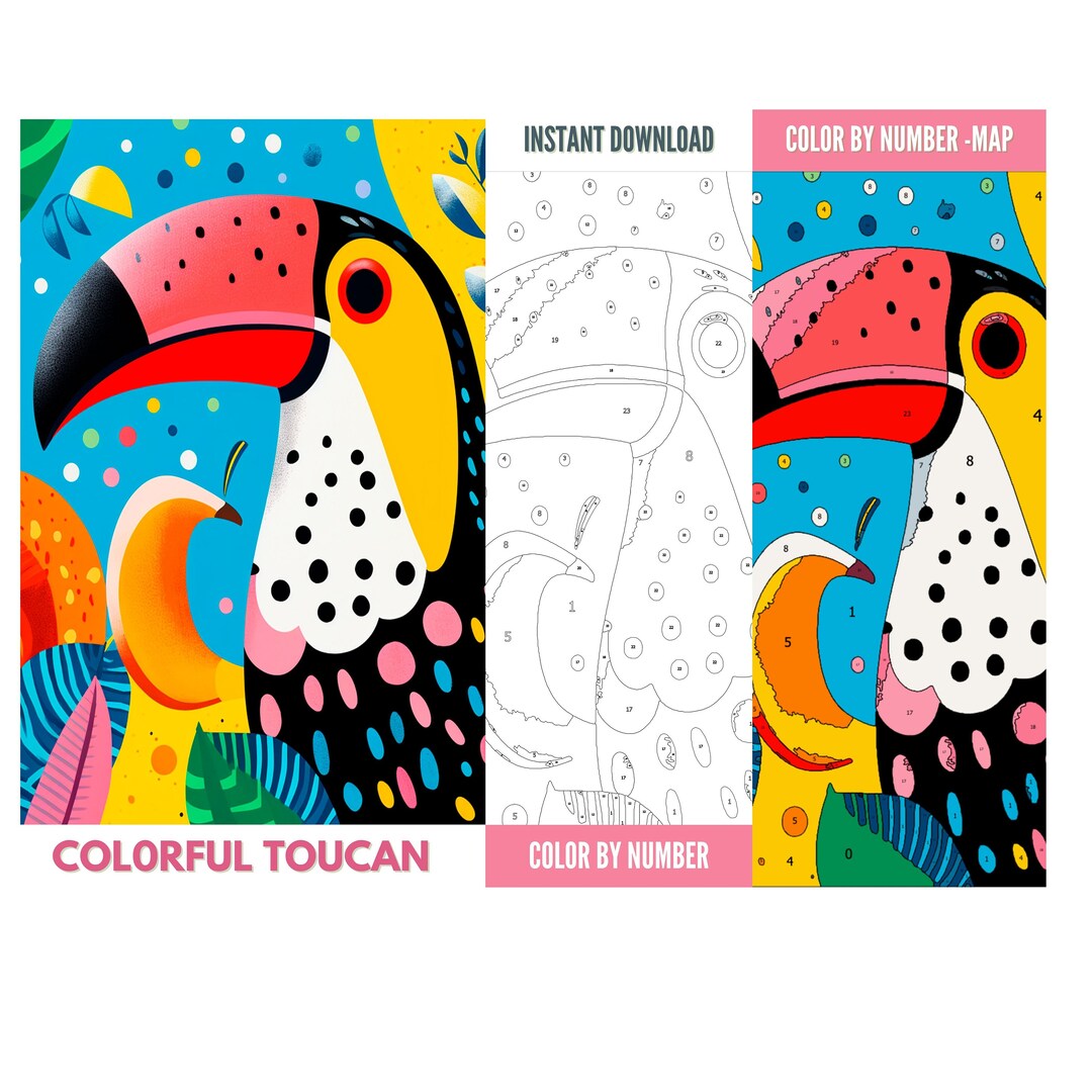 Color by Number for Adult, Paint by Number Printable,colorful Toucan ...