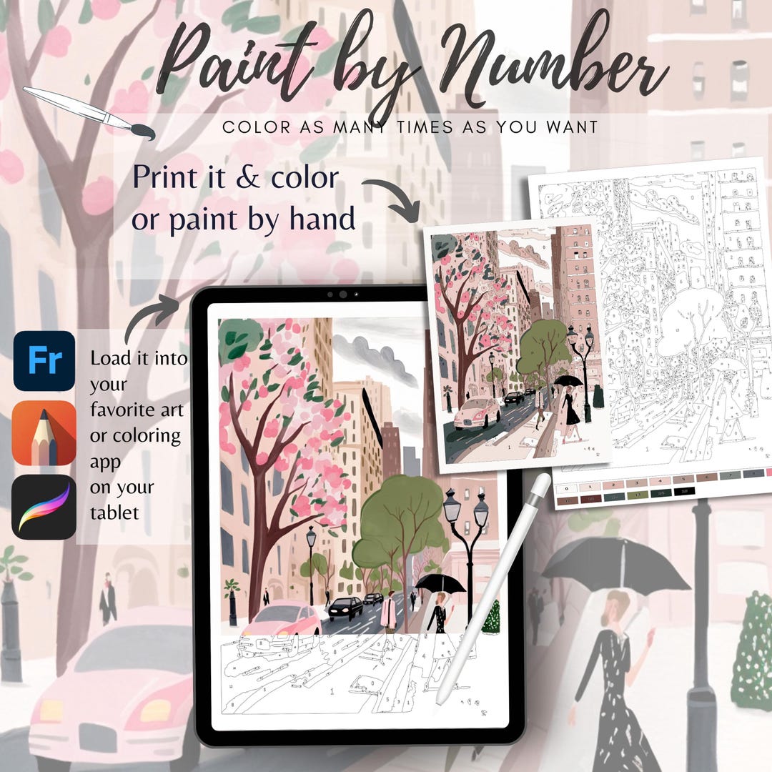 Color by Number Printable, Paint by Number DIY, Bohemia East Village ...