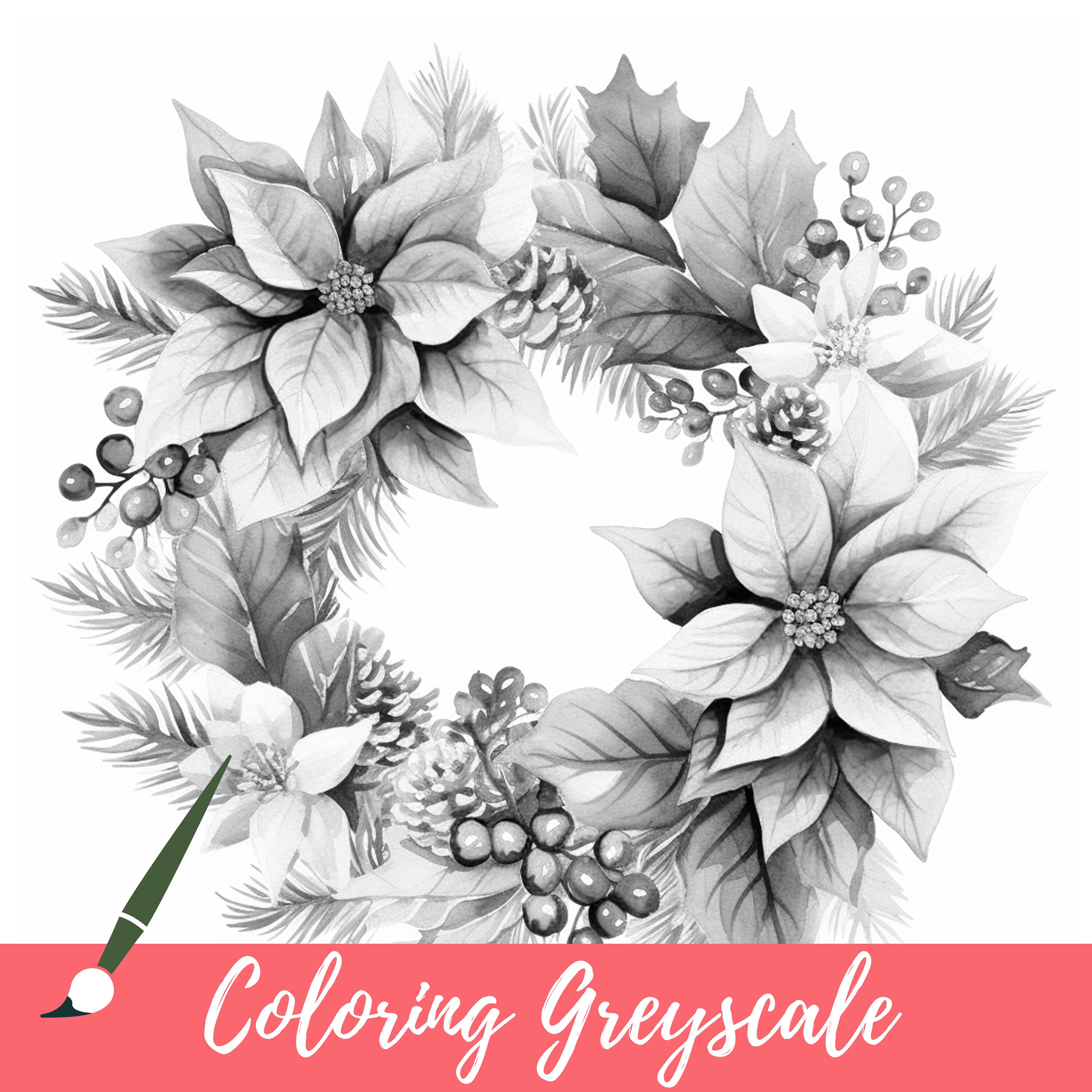 Color by Number for Adult, Paint by Number Printable, Christmas Wreath ...