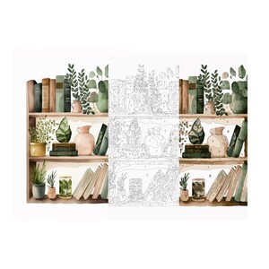 Color by Number Adult,paint by Number Printable, Bookshelf, by Jo ...