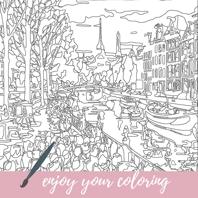 Color by Number for Adult, Paint by Number Printable, Amsterdam in ...