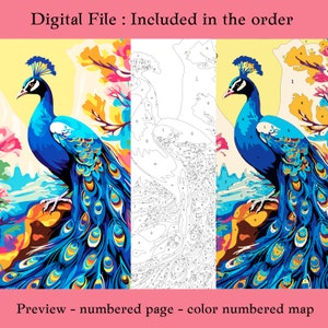 Color by Number for Adult,paint by Number Printable,beautiful Peacock ...