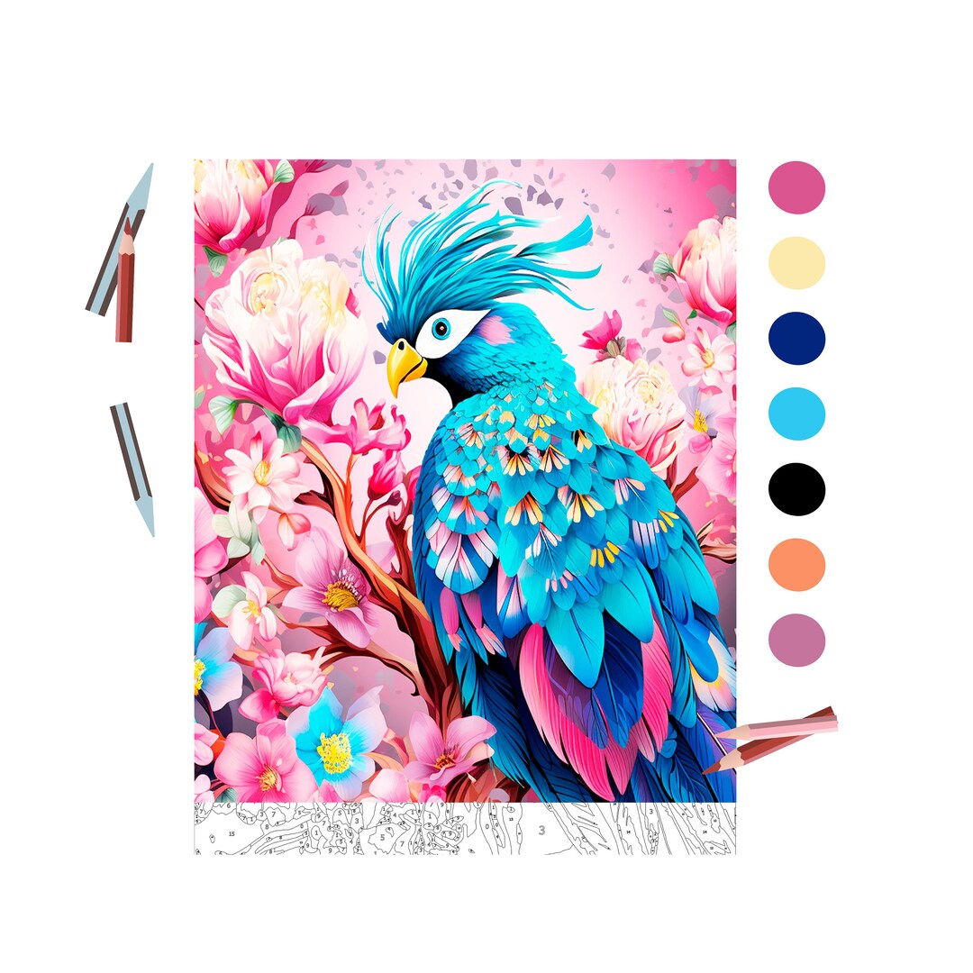 Color by Number for Adult,paint by Number Printable,beautiful Parrot ...