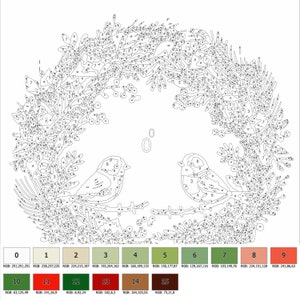 Color by Number for Adult, Paint by Number Printable, Christmas Wreath ...