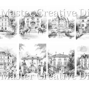 35 French House Coloring Book - Adults Coloring Pages, Instant Download ...