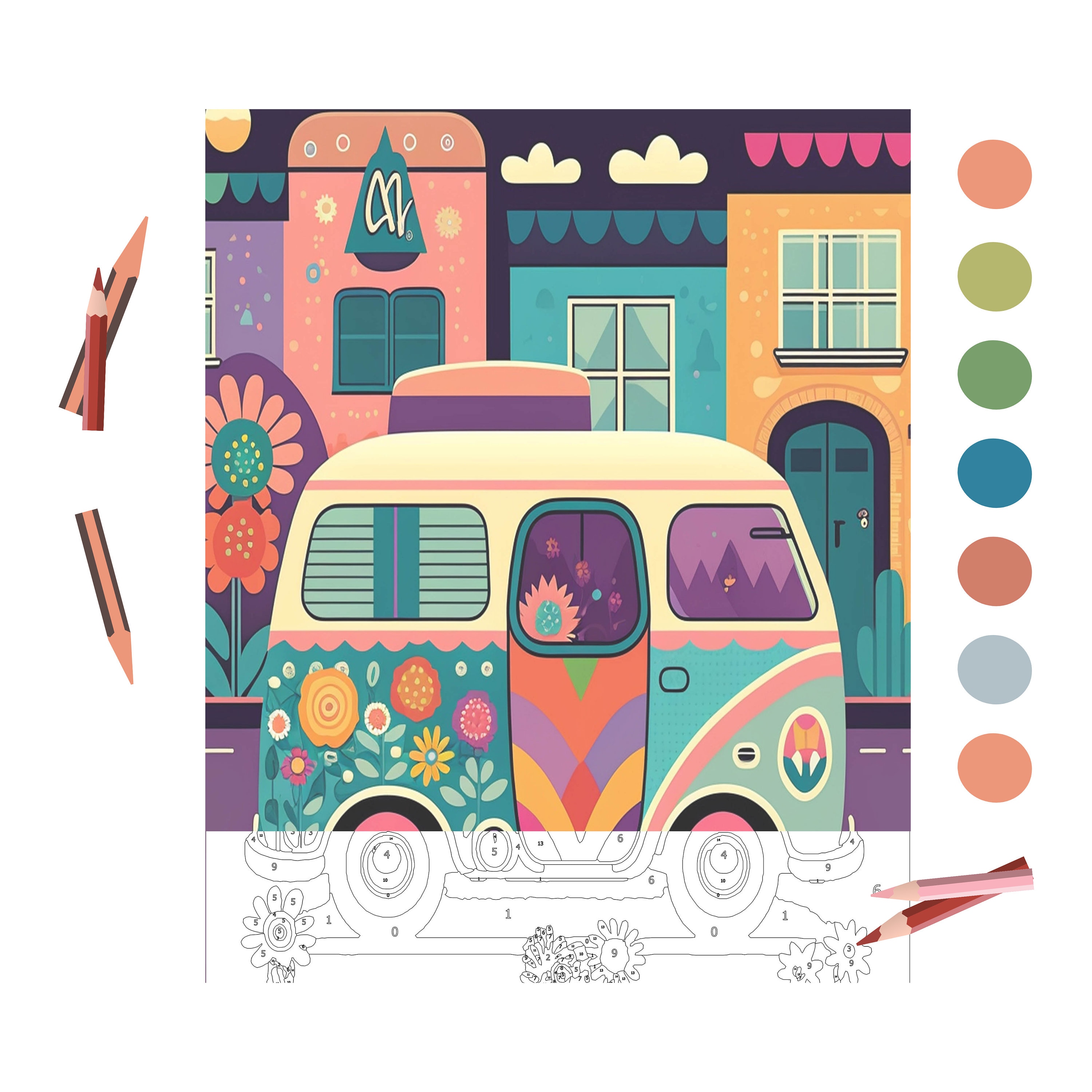 Color by Number for Adult, Paint by Number Printable, Vintage Car ...