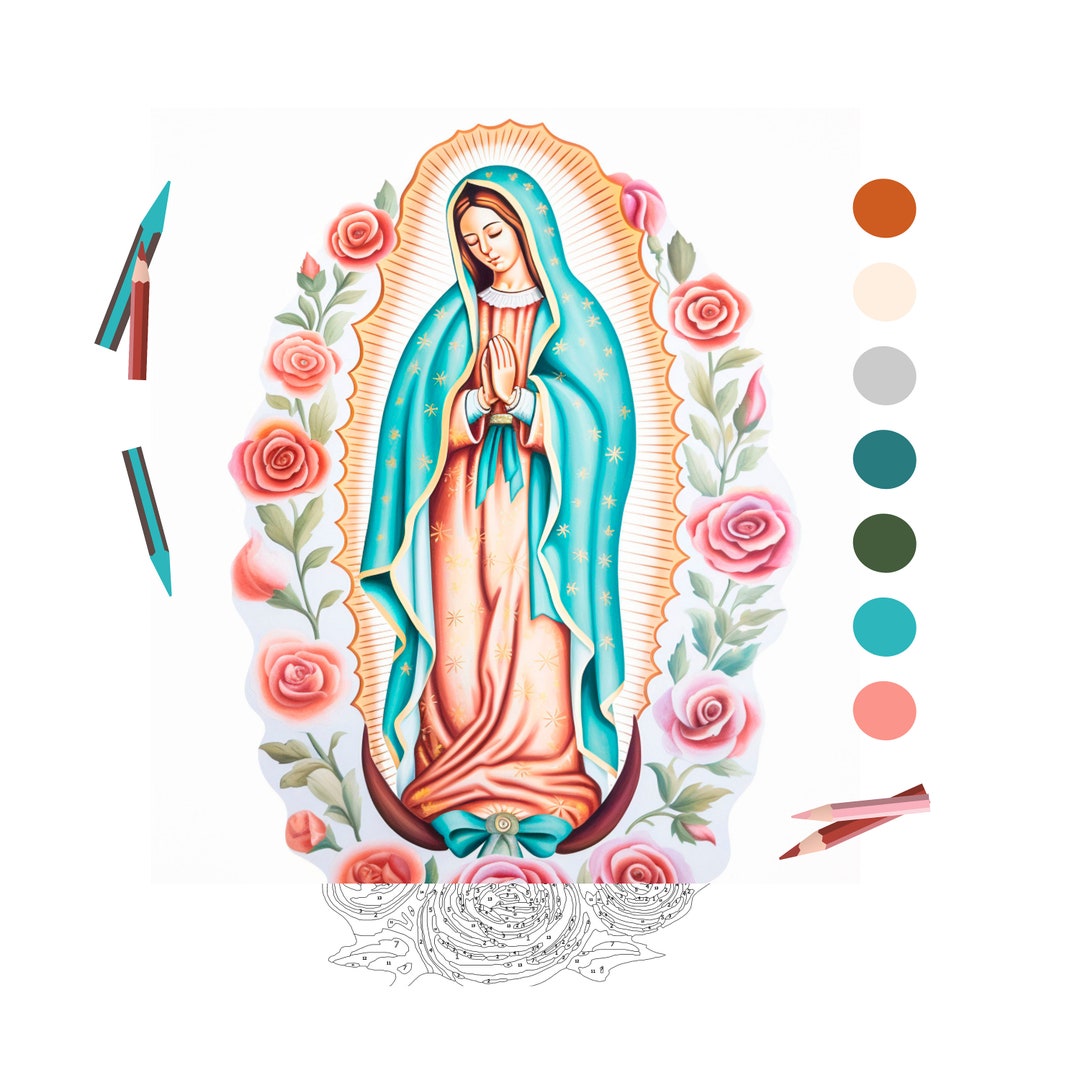Paint by Number Printable,color by Number Adult,virgin Mary ,our Lady ...