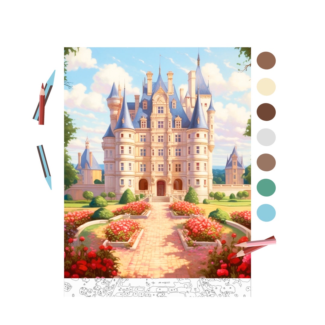 Color by Number for Adult, Paint by Number Printable, Dreamy Castle ...