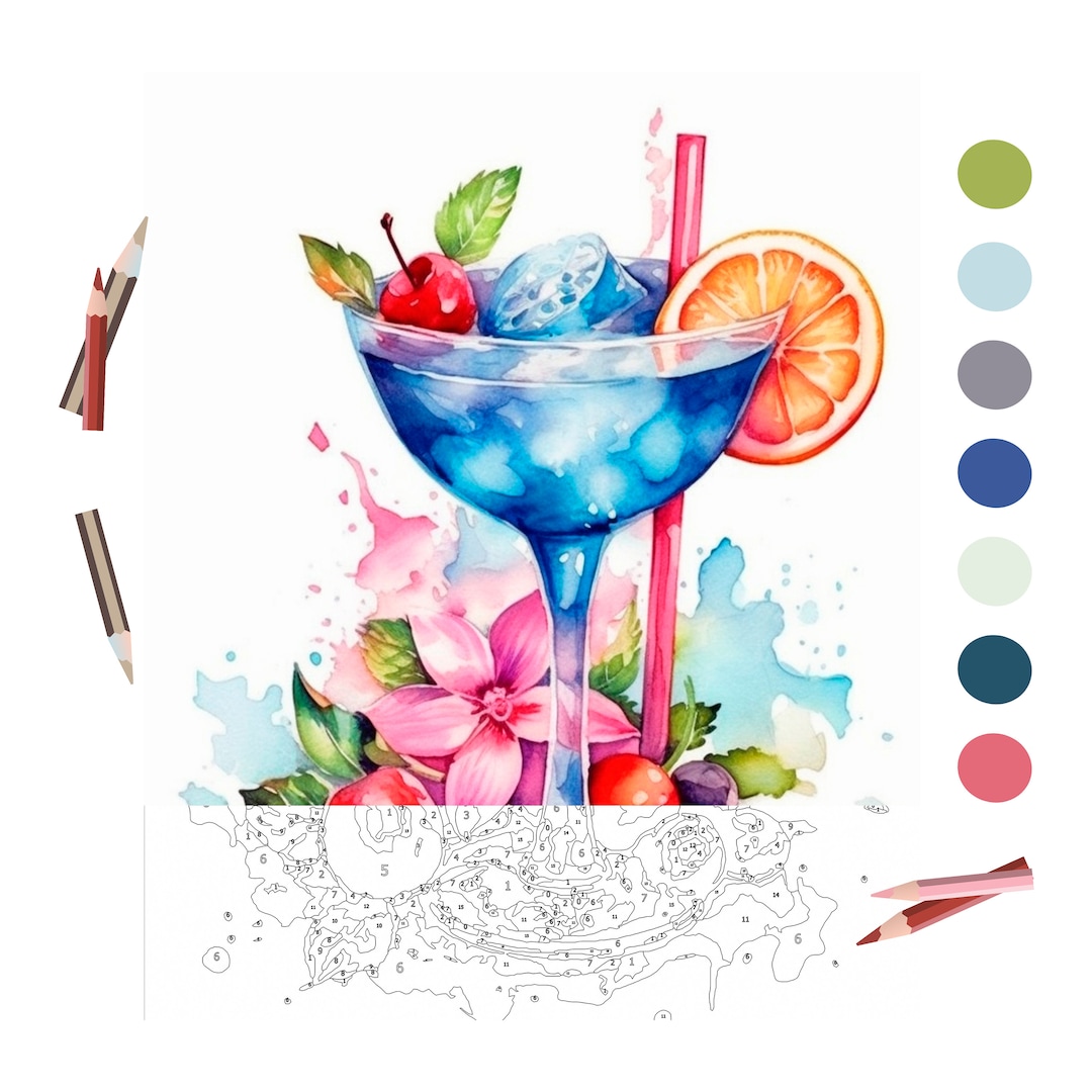 Color by Number for Adult,paint by Number Printable, Cocktails ...