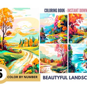 Bundle 30 Color by Number for Adult, Paint by Number Printable ...