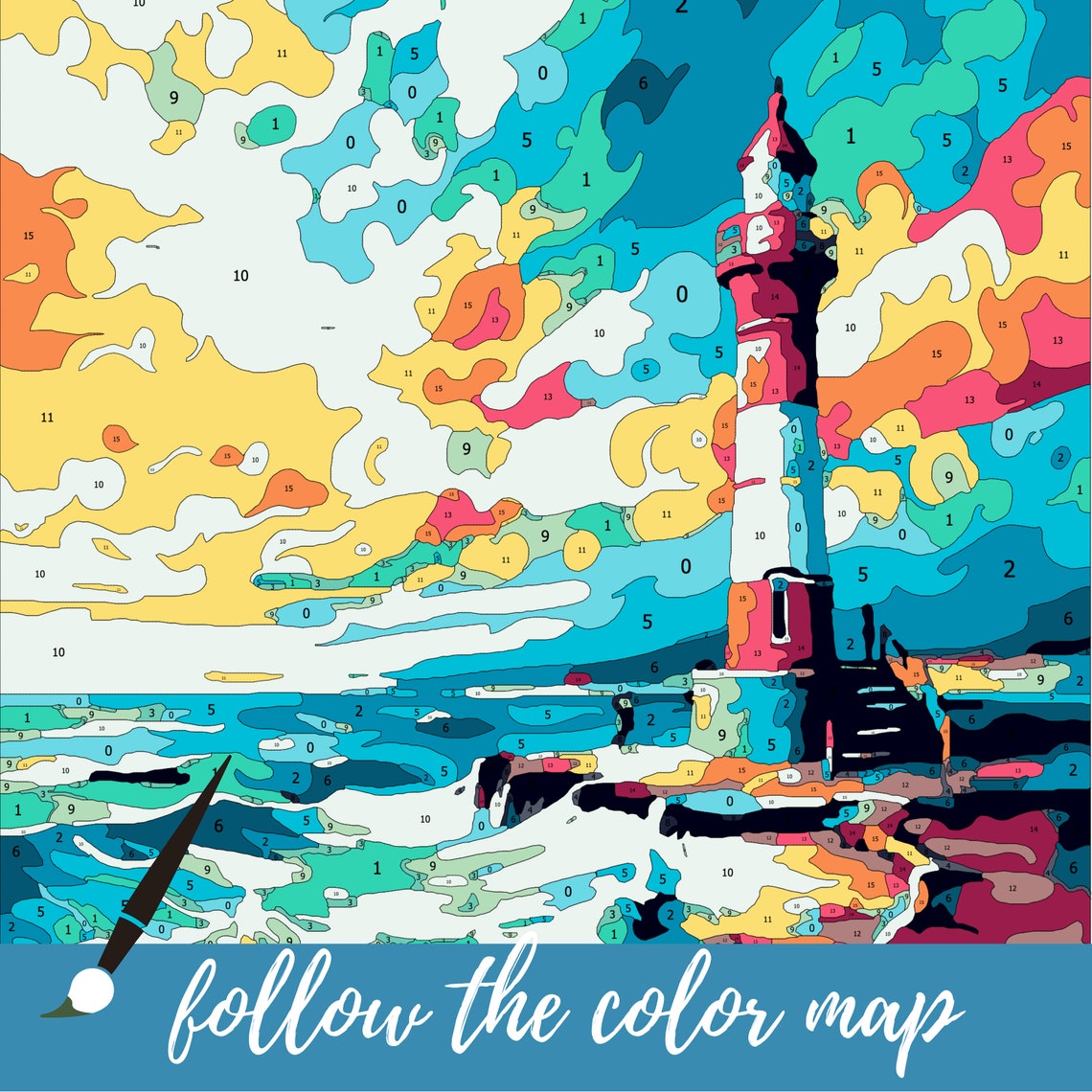 Color by Number for Adult, Paint by Number Printable, Sea Landscape ...