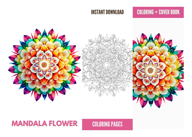 Mandala Flower Coloring Pages for Adult and Kidsprintable - Etsy