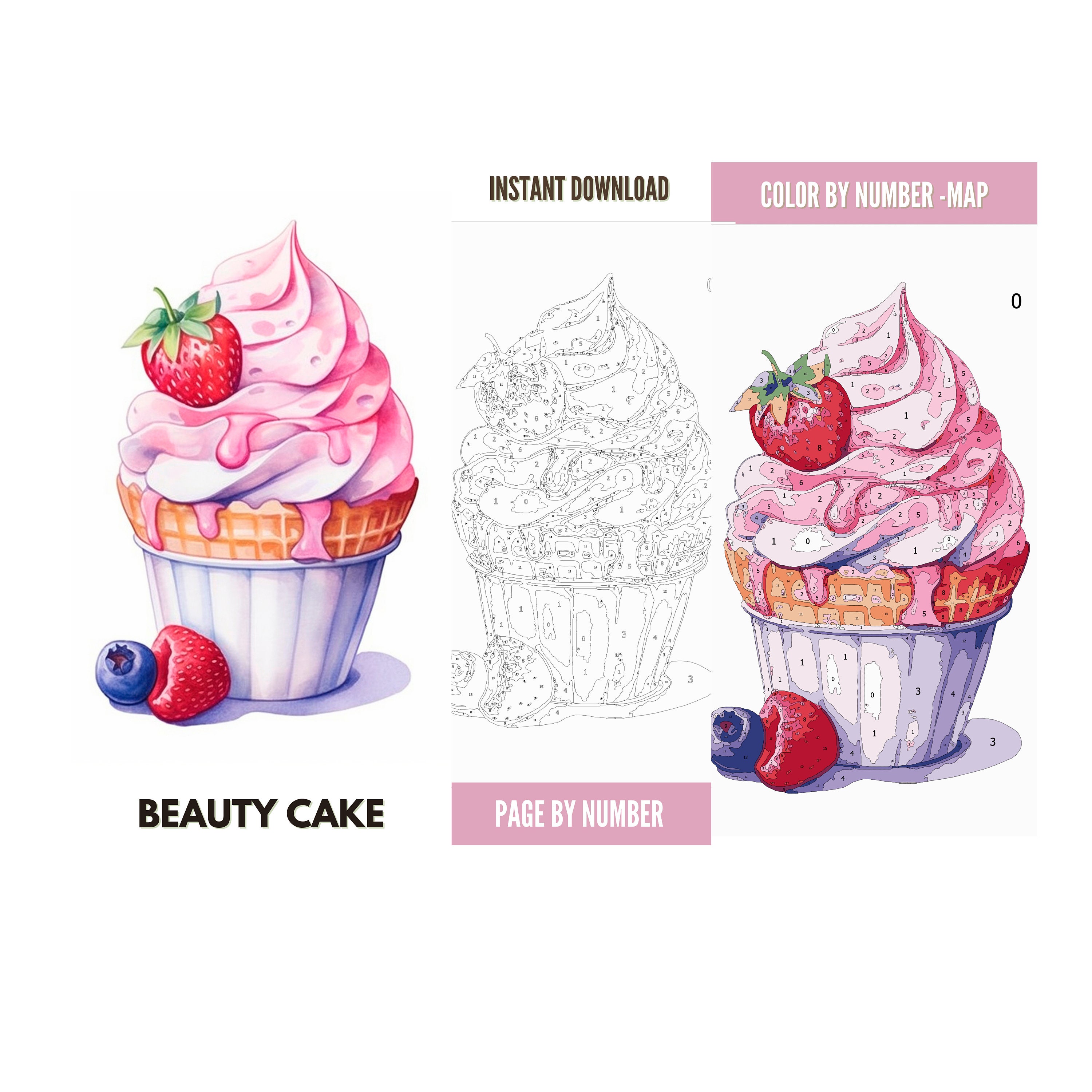 Color by Number for Adultpaint by Number Printable Cakes - Etsy