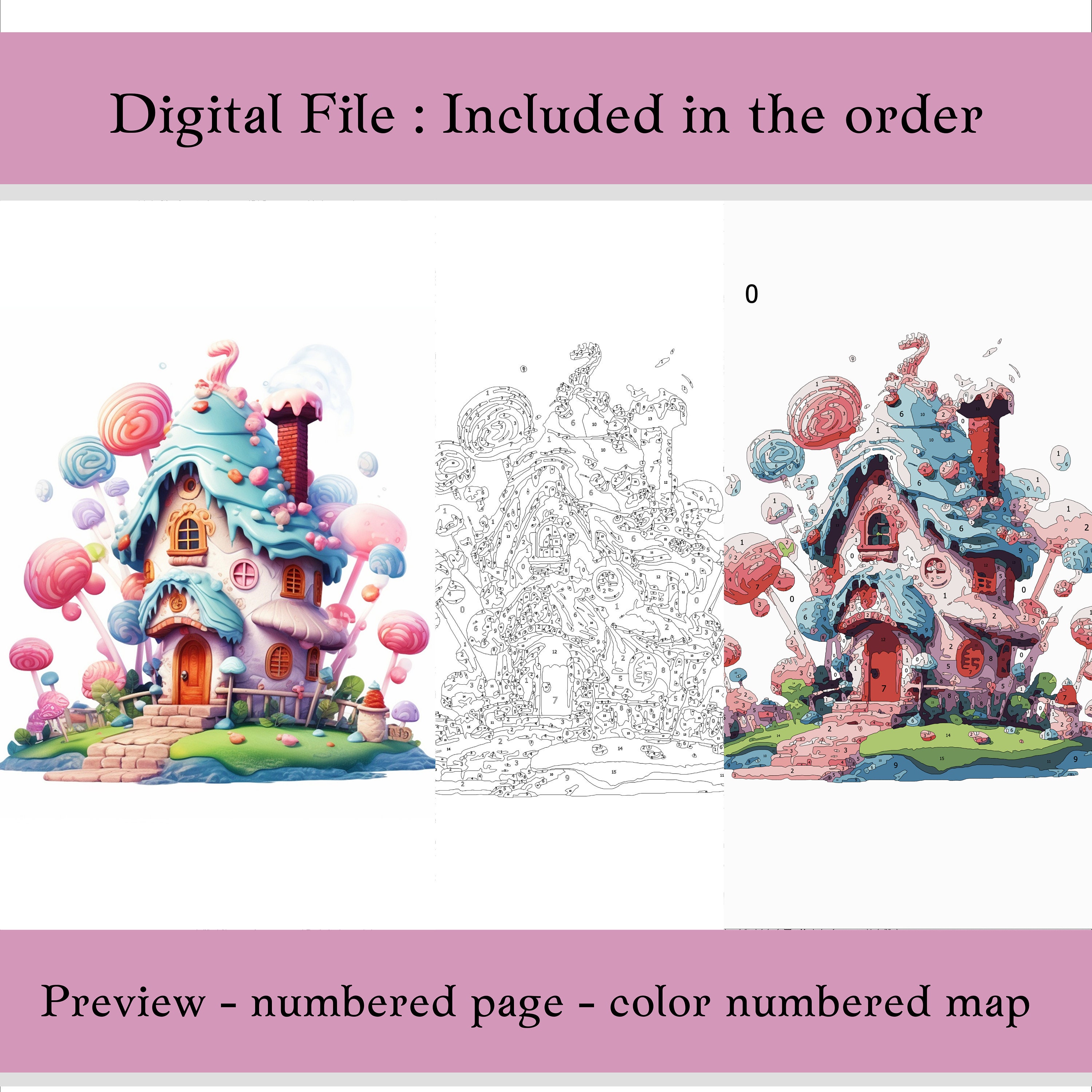Bundle 5 Candy House Color by Number for Adult, Paint by Number ...