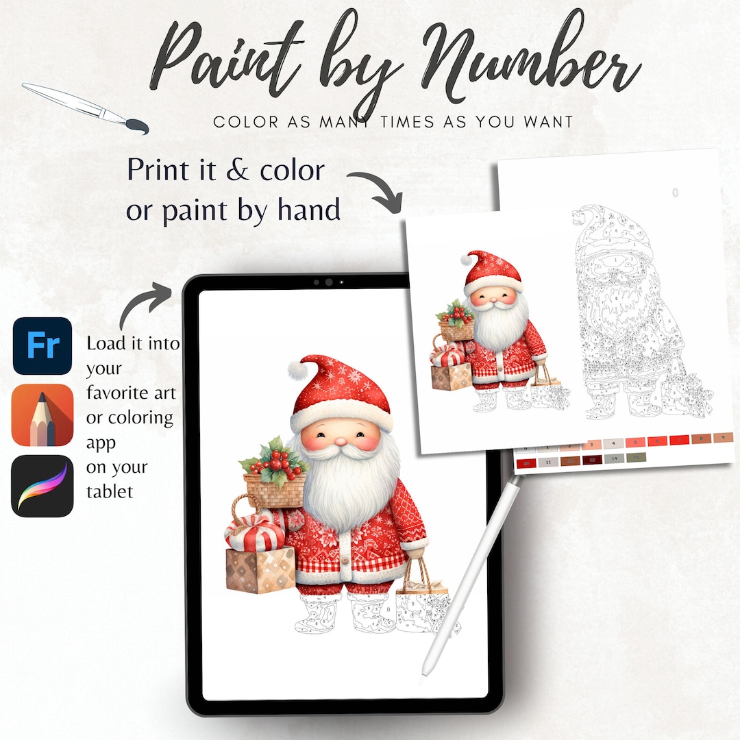 Color by Number for Adult,paint by Number Printable,christmas Santa ...