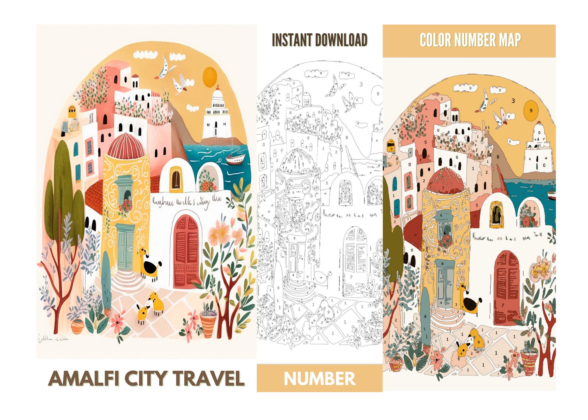 5 Color by Number Adult,paint by Number Printable,travel City ...