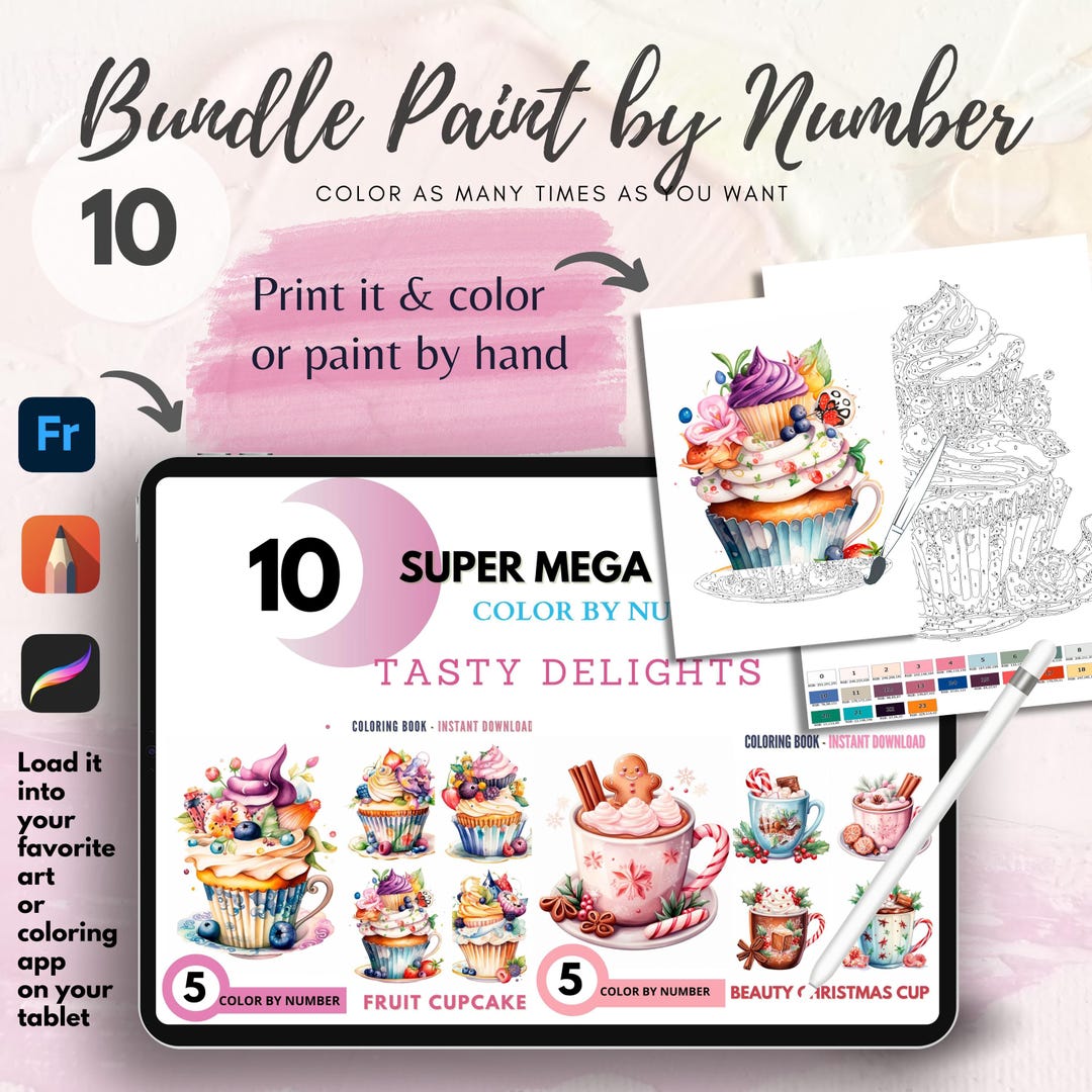 Color by Number for Adult,paint by Number Printable,10 Tasty Delights ...