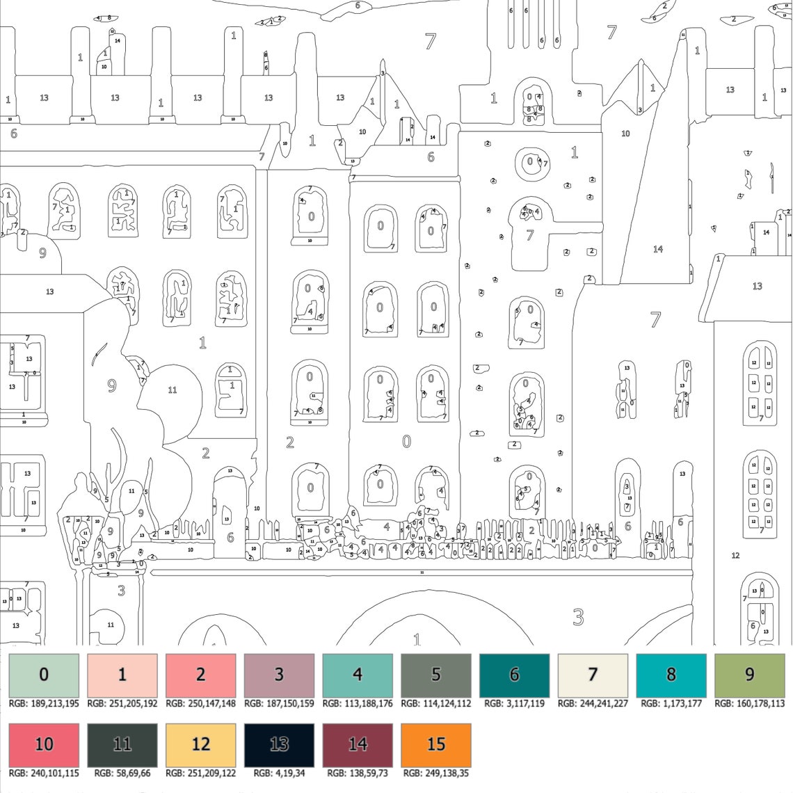 Color by Number for Adultpaint by Number Printable City - Etsy