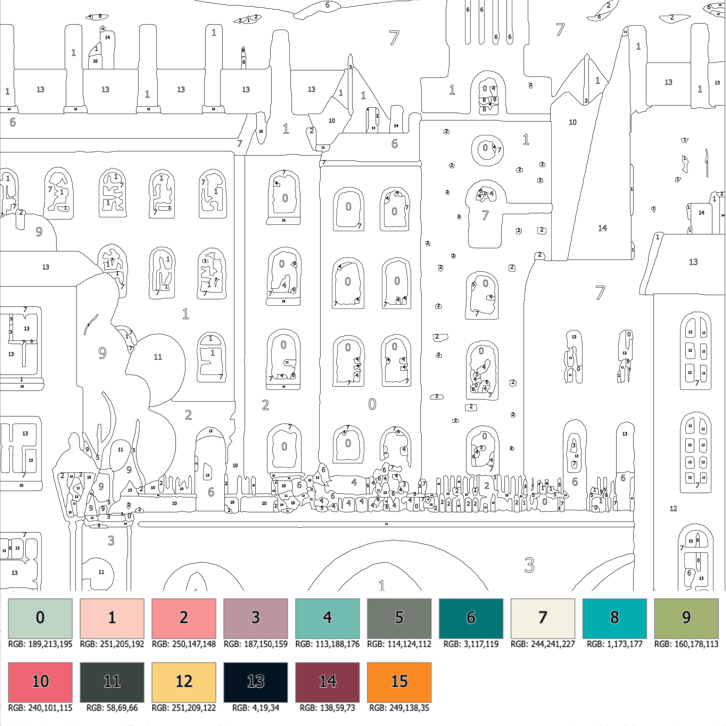Color by Number for Adultpaint by Number Printable City - Etsy