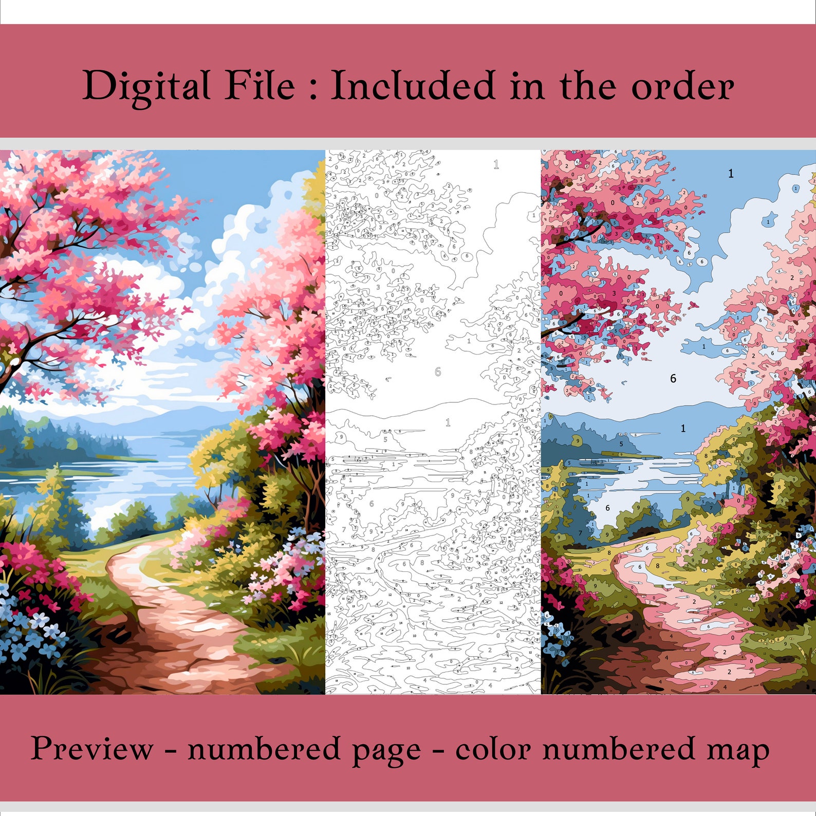 Color by Number for Adult, Paint by Number Printable, Dreamy Path ...