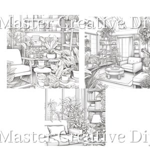 35 Boho Interior Design Coloring Pages for Adults,grayscale Coloring ...