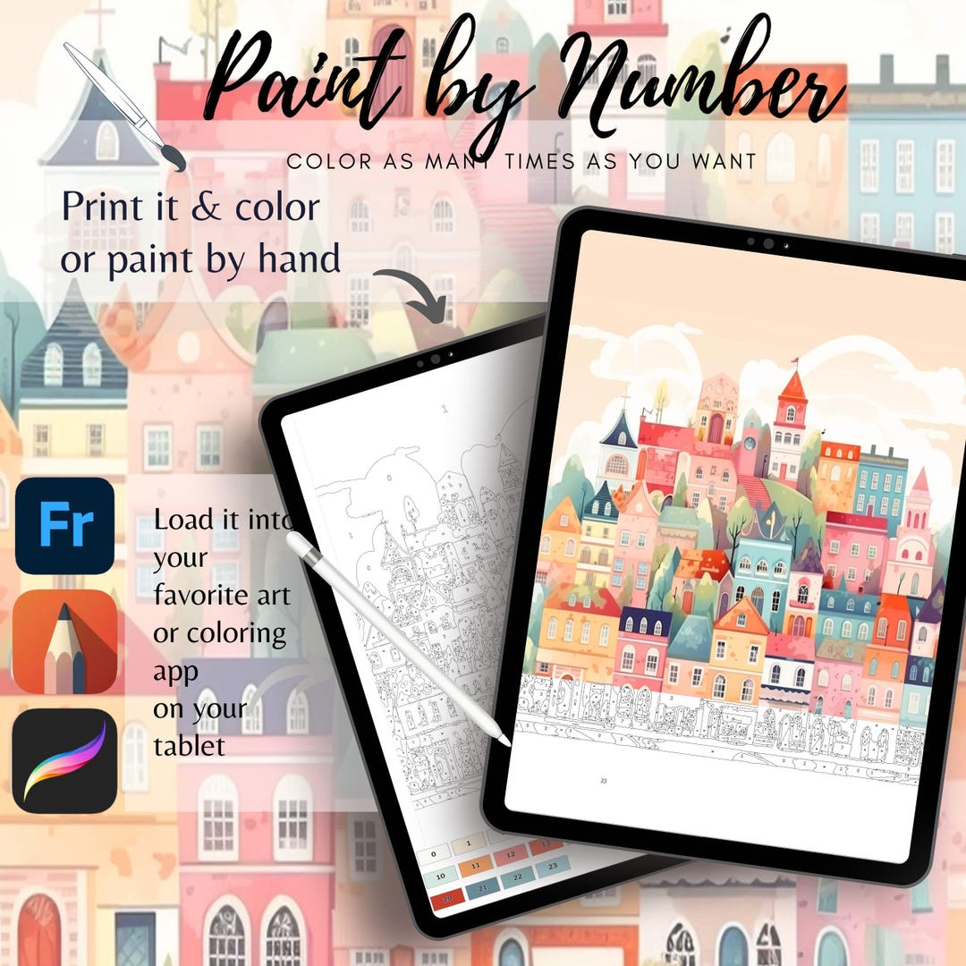 Paint by Number Printable, Color by Number Adult, Funny Cityscape, by ...