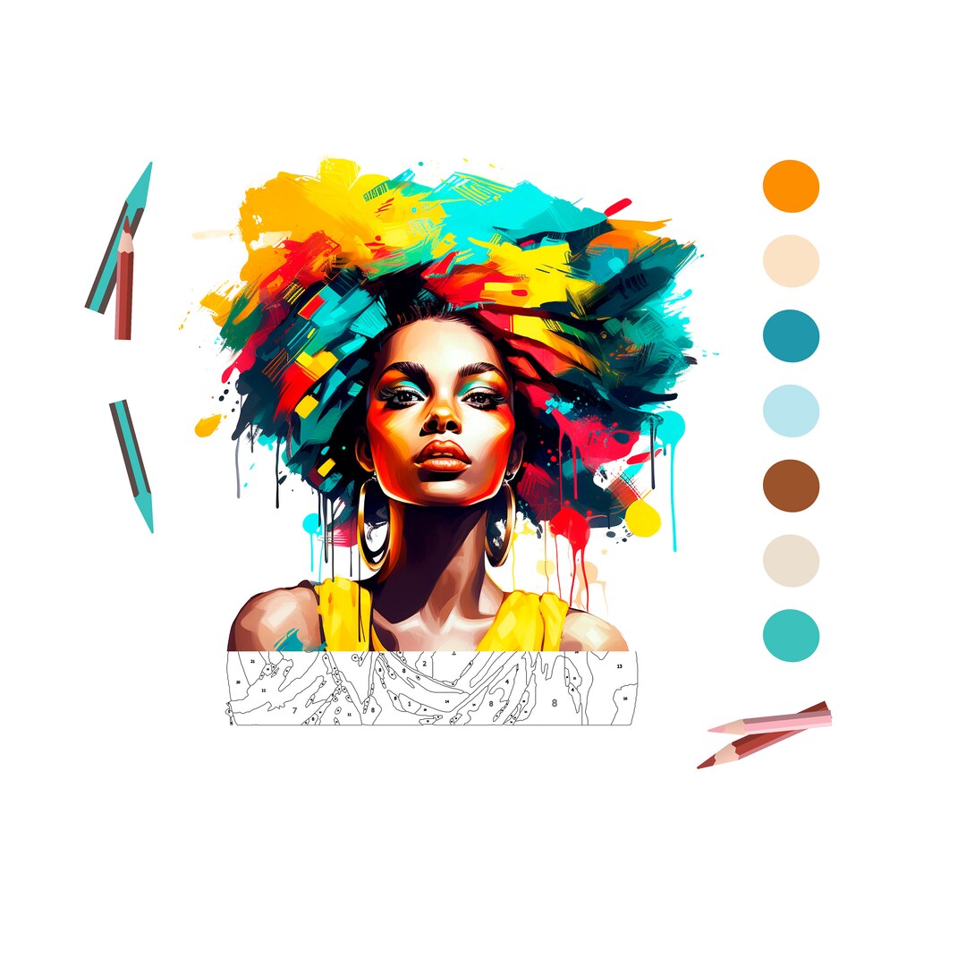 Color by Number for Adult,paint by Number Printable,beautiful Black ...