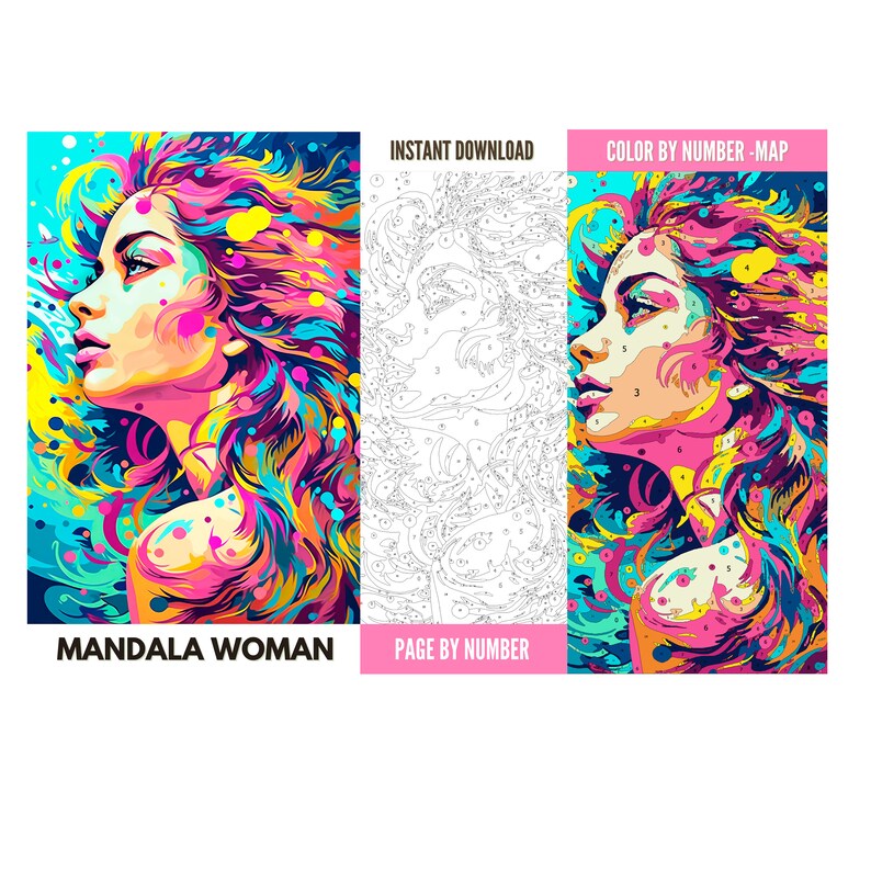 Color by Number for Adult, Paint by Number Printable,mandala Woman ...