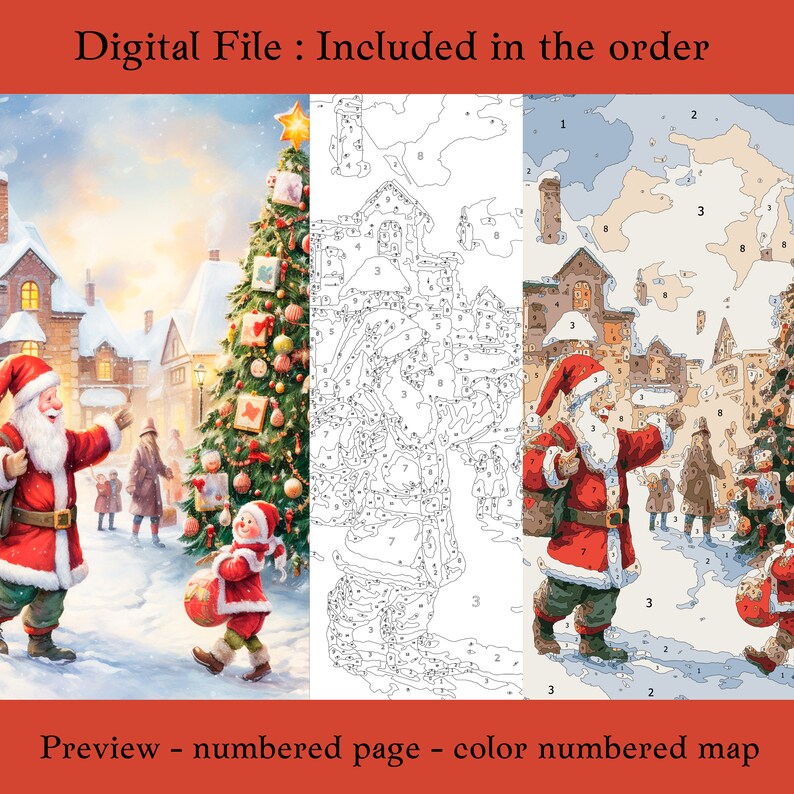 Color by Number for Adult,paint by Number Printable,christmas Santa ...