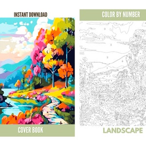 Color by Number for Adult, Paint by Number Printable,5 Beauty Landscape ...