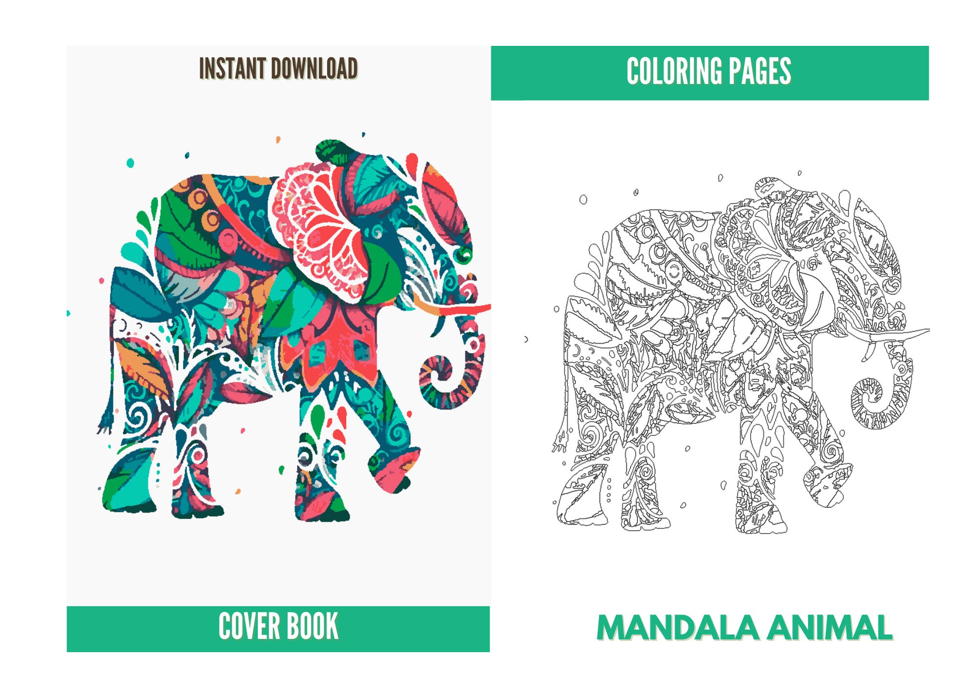 5 Coloring Pages for Adult digital Coloring Book Kids - Etsy