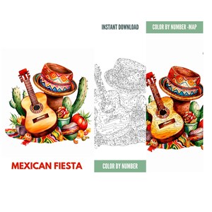 Color by Number for Adult, Paint by Number Printable,mexican Fiesta ...