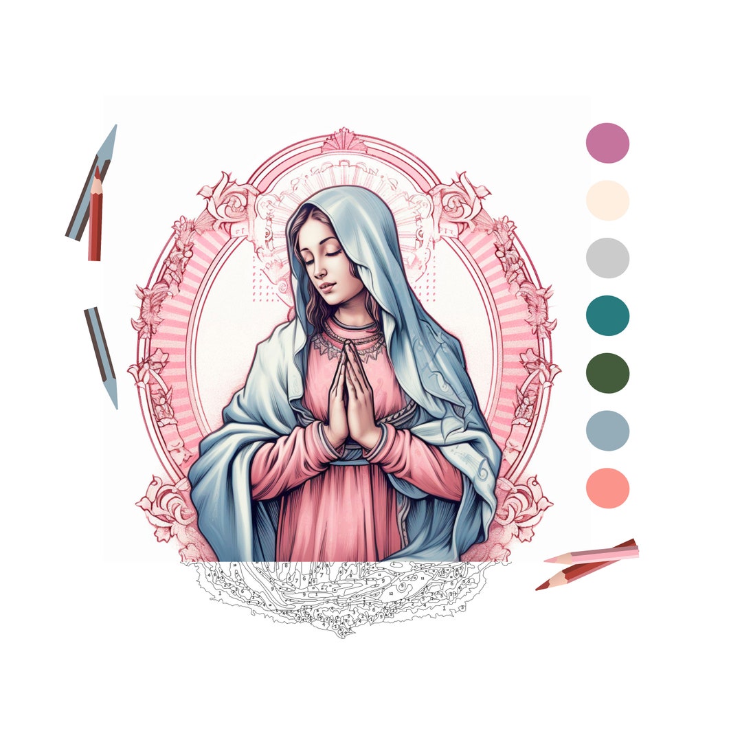 Paint by Number Printable,color by Number Adult,virgin Mary ,our Lady ...
