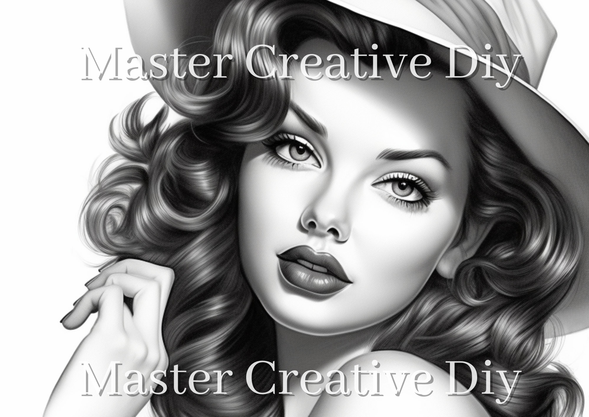 30 Beautiful Pinup Woman Coloring Book, Printable Coloring Page for ...
