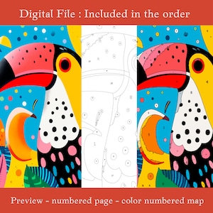 Color by Number for Adult, Paint by Number Printable,colorful Toucan ...