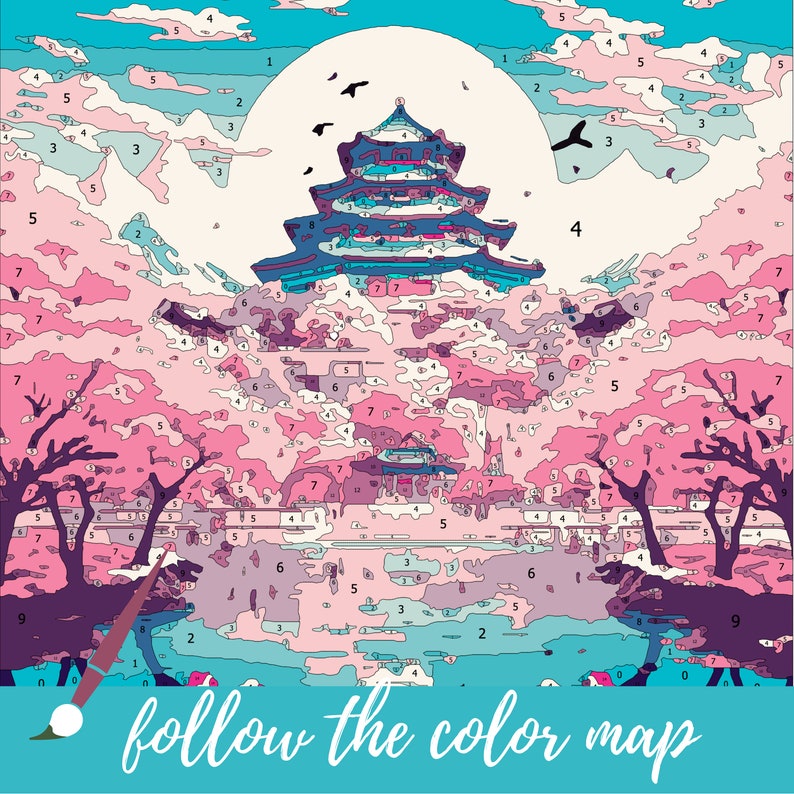 Color by Number for Adult, Paint by Number Printable, Japanese ...