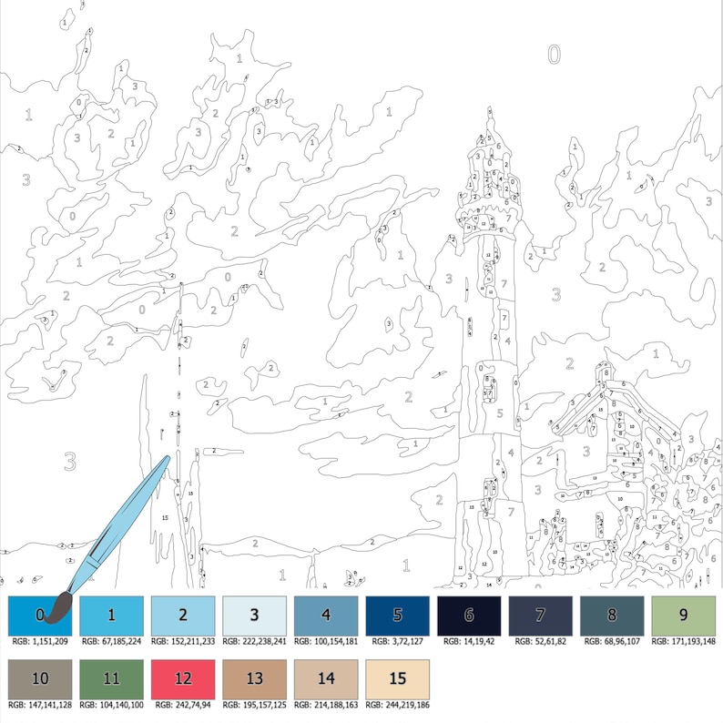 Color by Number for Adult, Paint by Number Printable,sea Lighthouse ...