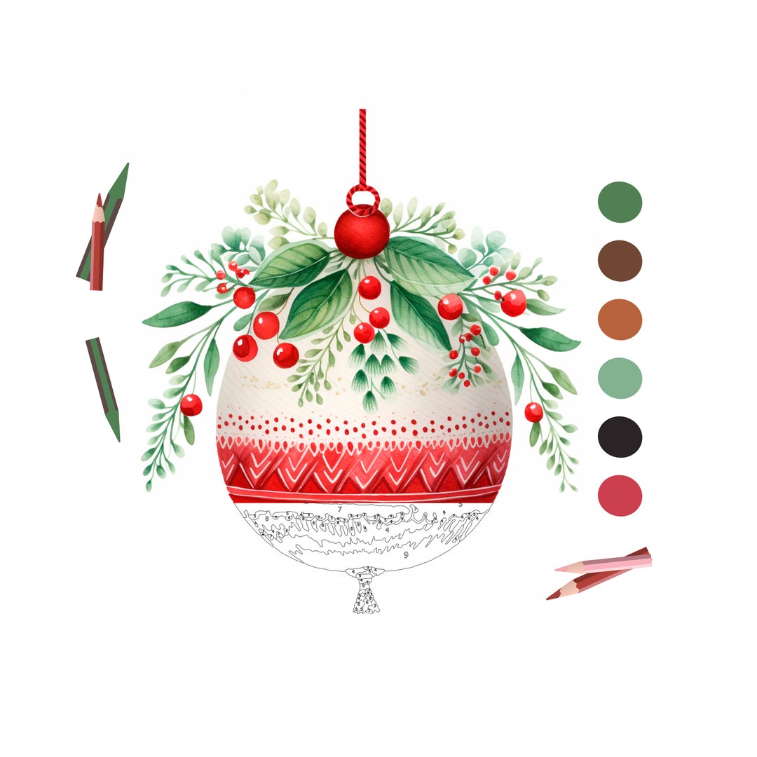 Color by Number for Adult, Paint by Number Printable, Christmas Ball ...