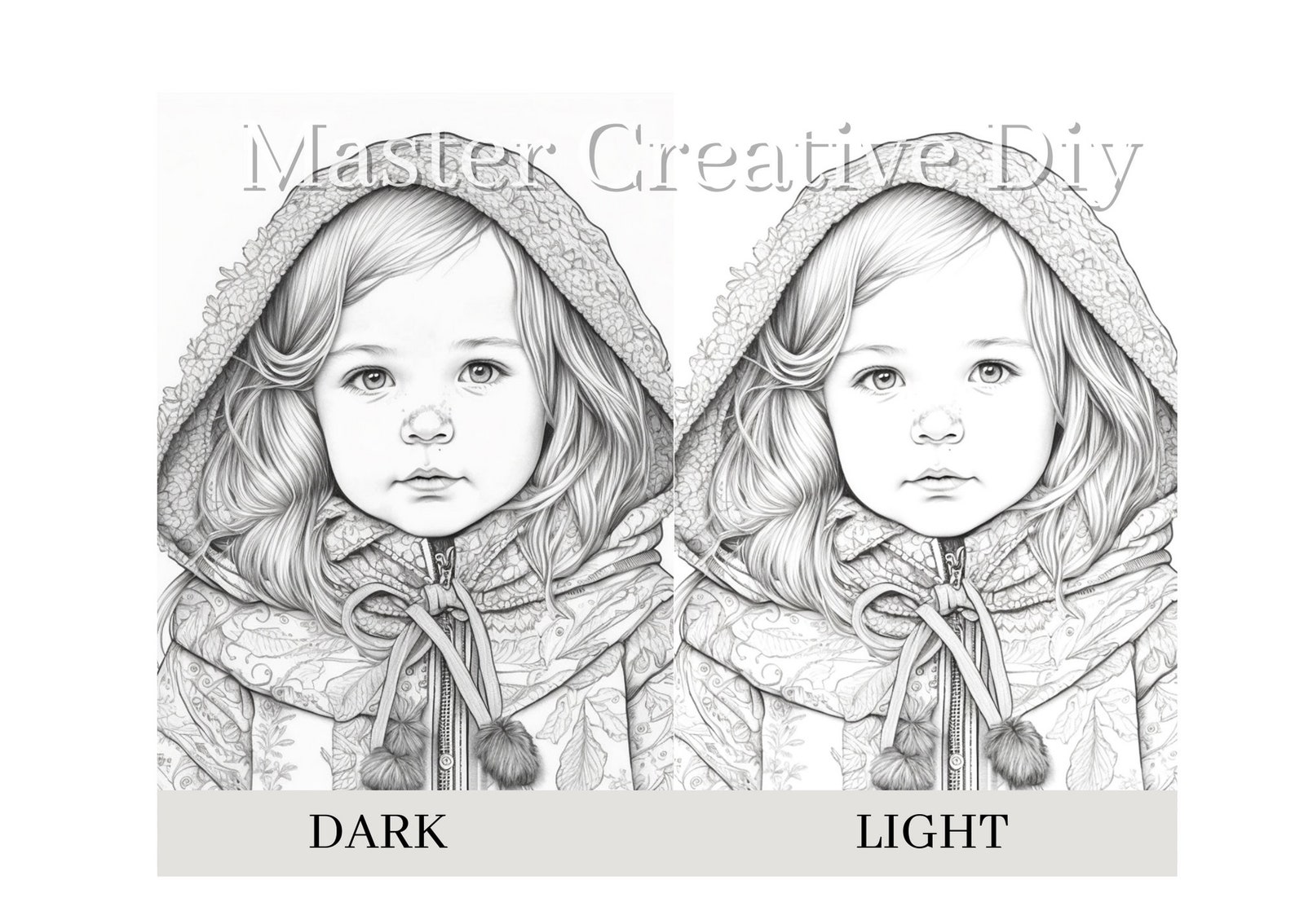 Cute Winter Girl, Coloring Pages for Adult, Greyscale Coloring Book ...