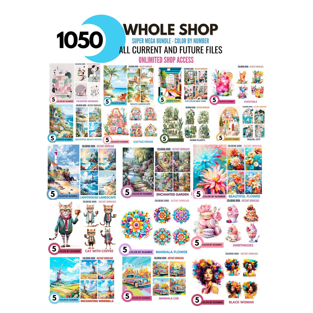 Whole Shop 1050 + of Color by Number for Adult, Paint by Number ...