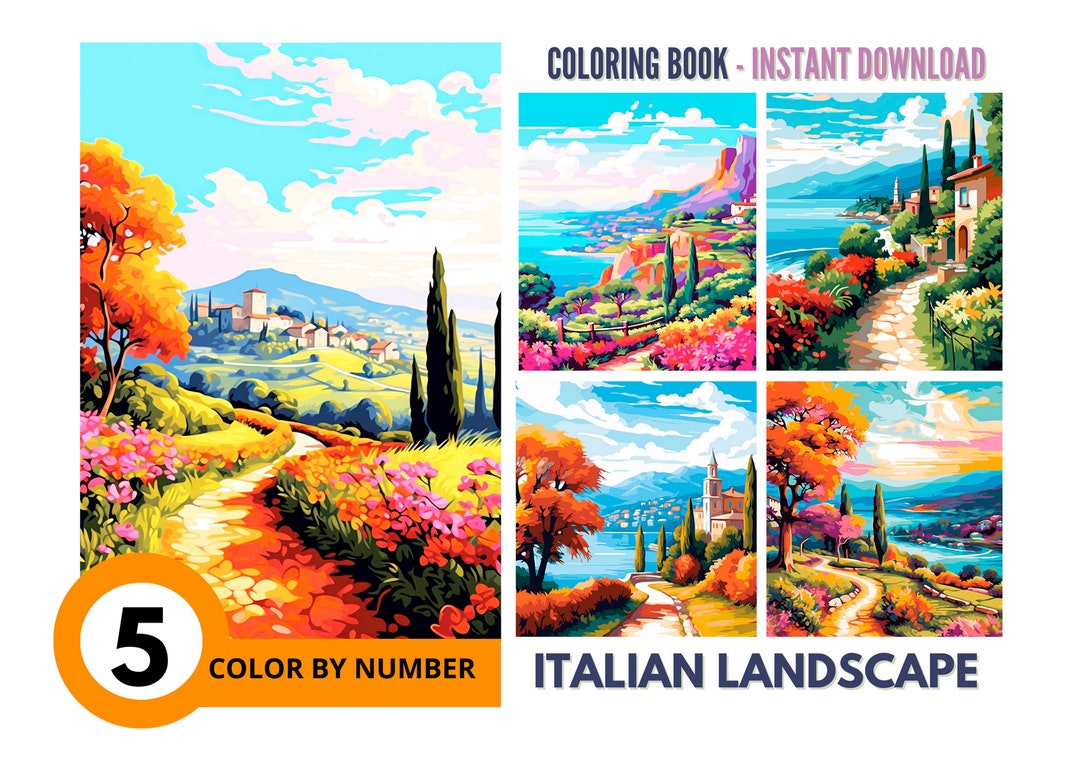 5 Italian Landscape Color by Number for Adult Paint by Number - Etsy