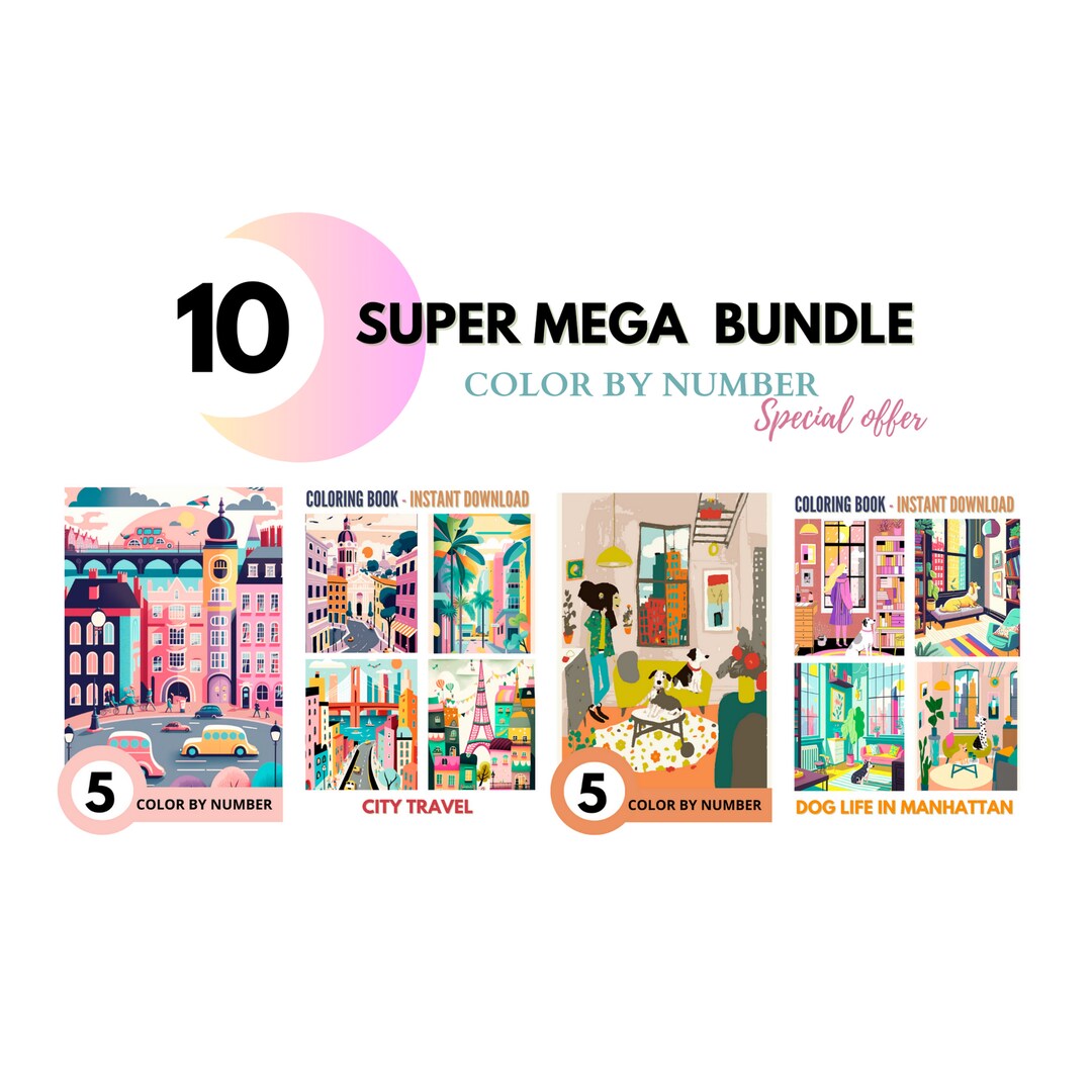 Color by Number for Adult, Paint by Number Printable,10 Bohemian Style ...