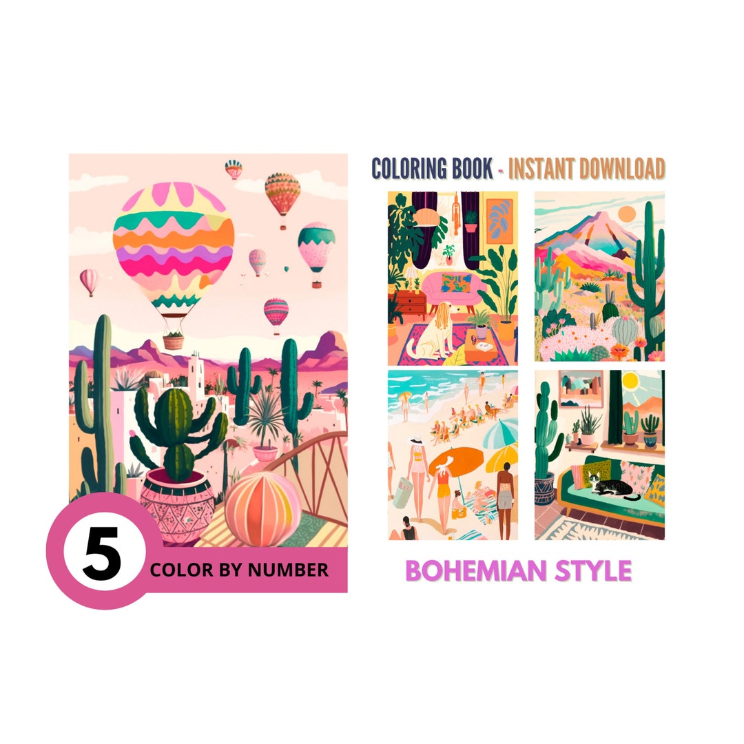 Color by Number for Adult,paint by Number Printable,5 Bohemian Style ...