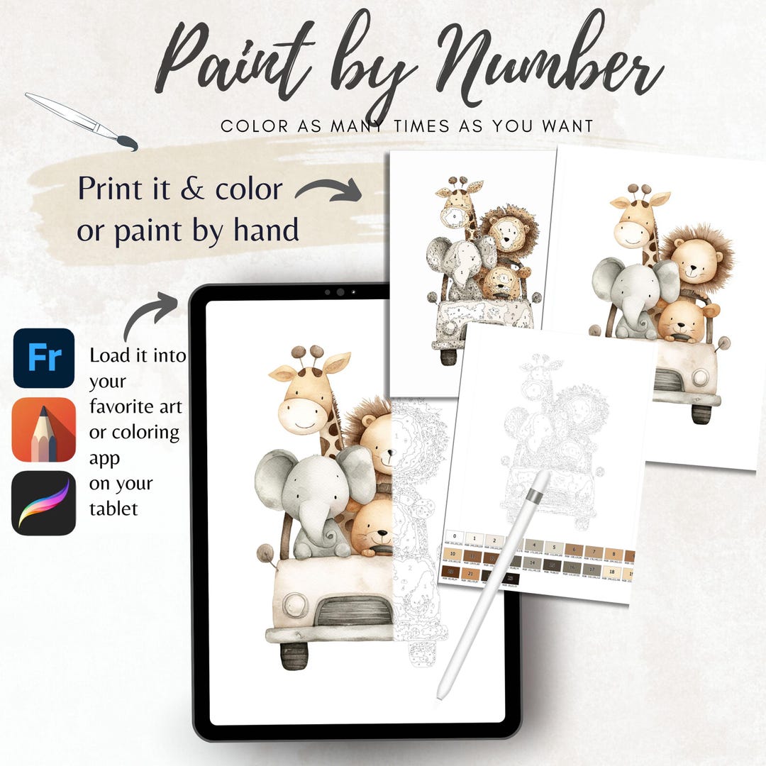 Color by Number for Adult| Paint by Number Printable | Safari Animal ...